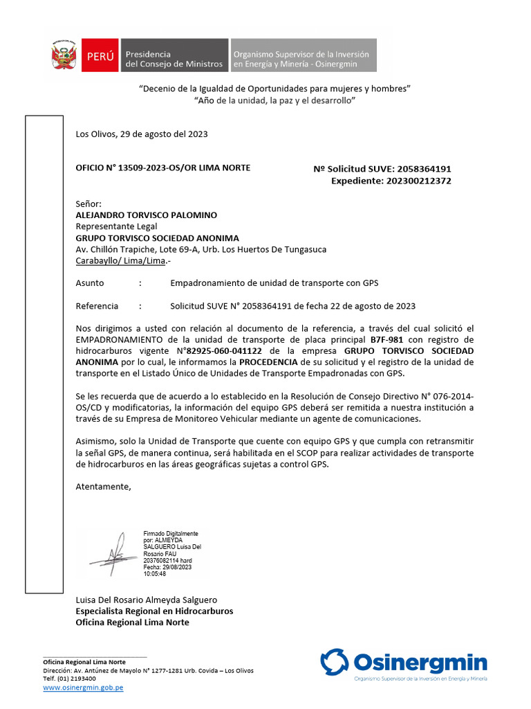 Oficio de Procedencia Exp 202300212372 | PDF