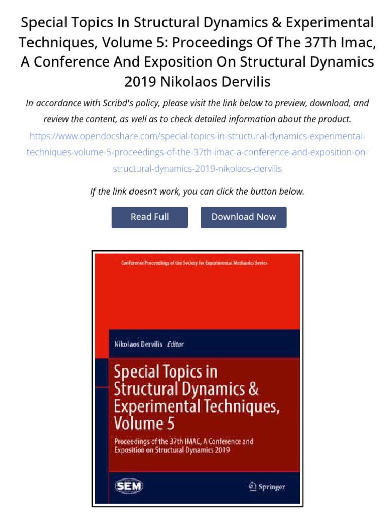 Special Topics in Structural Dynamics & Experimental Techniques, Volume ...