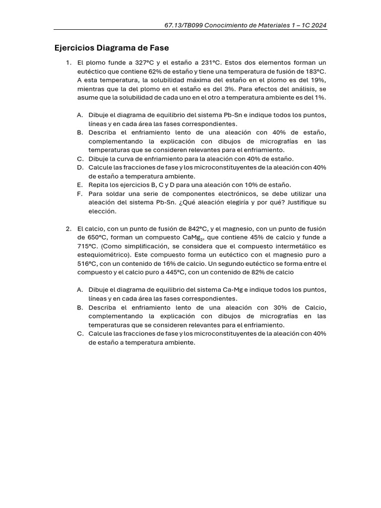 Ejercicios Diagrama de Fase | PDF