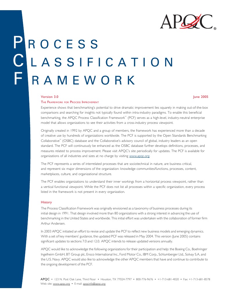 Process Classification Framework | PDF