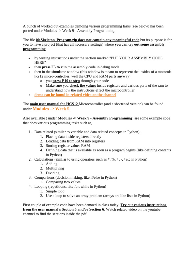 AssemblyExamplesPracticeNotes (1) | PDF