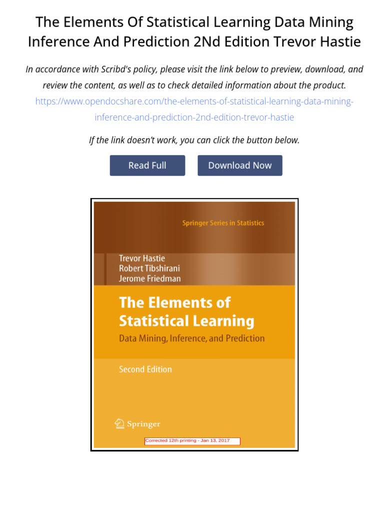 The Elements of Statistical Learning Data Mining Inference and Prediction 2nd Edition Trevor ...