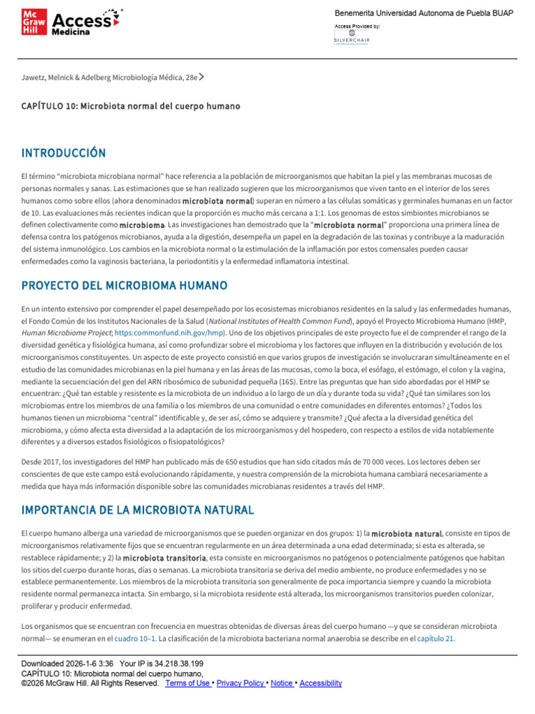 CAPÍTULO 10_ Microbiota Normal Del Cuerpo Humano | PDF | Las bacterias | Biología
