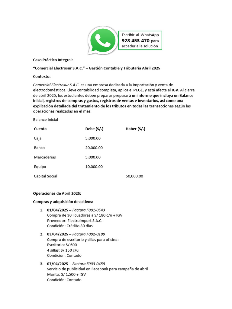 Caso Práctico Integral PA1 | PDF | Factura | Contabilidad