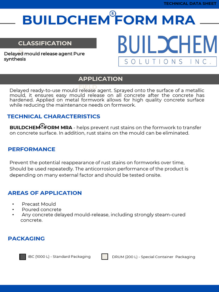 TDS BUILDCHEM (R) FORM MRA - 5b6beadf E04f 4c4f A58c B22d52ee9b3b | PDF