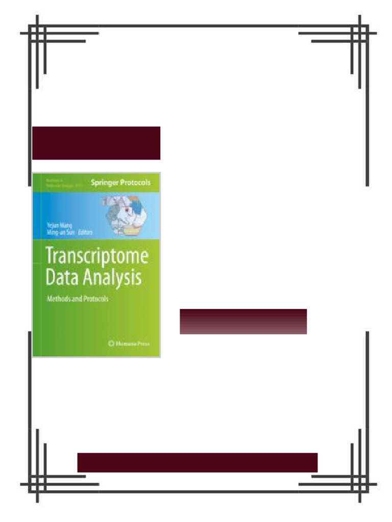 Transcriptome Data Analysis Methods and Protocols 1st Edition Yejun ...