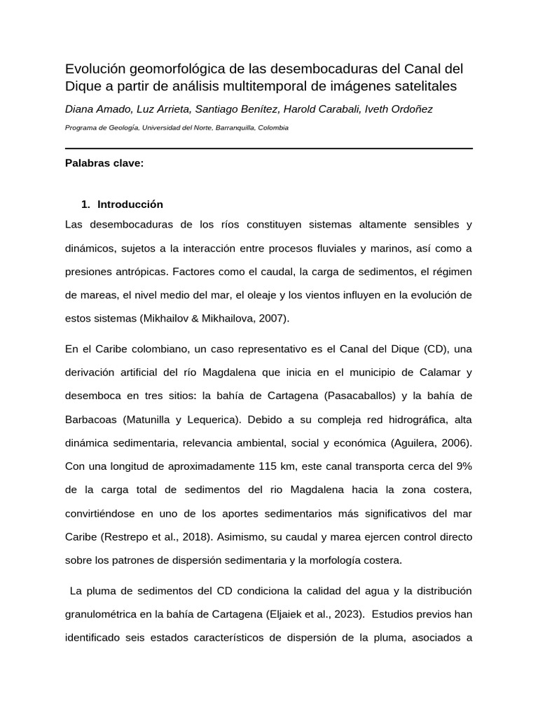 Articulo Canal Del Dique 2025-30, Versión Final (1) | PDF | Herida | Ciencias de la Tierra