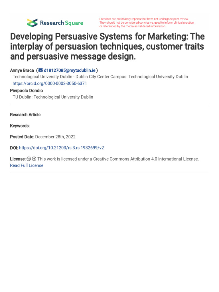 Developing Persuasive Systems for Marketing | PDF | Persuasion ...