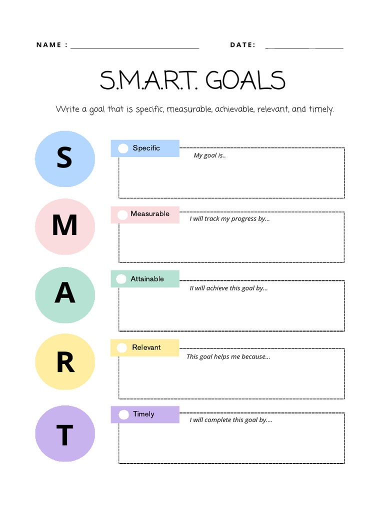 Smart Goals Planner Document Colorful in Modern Simple Style 2 | PDF