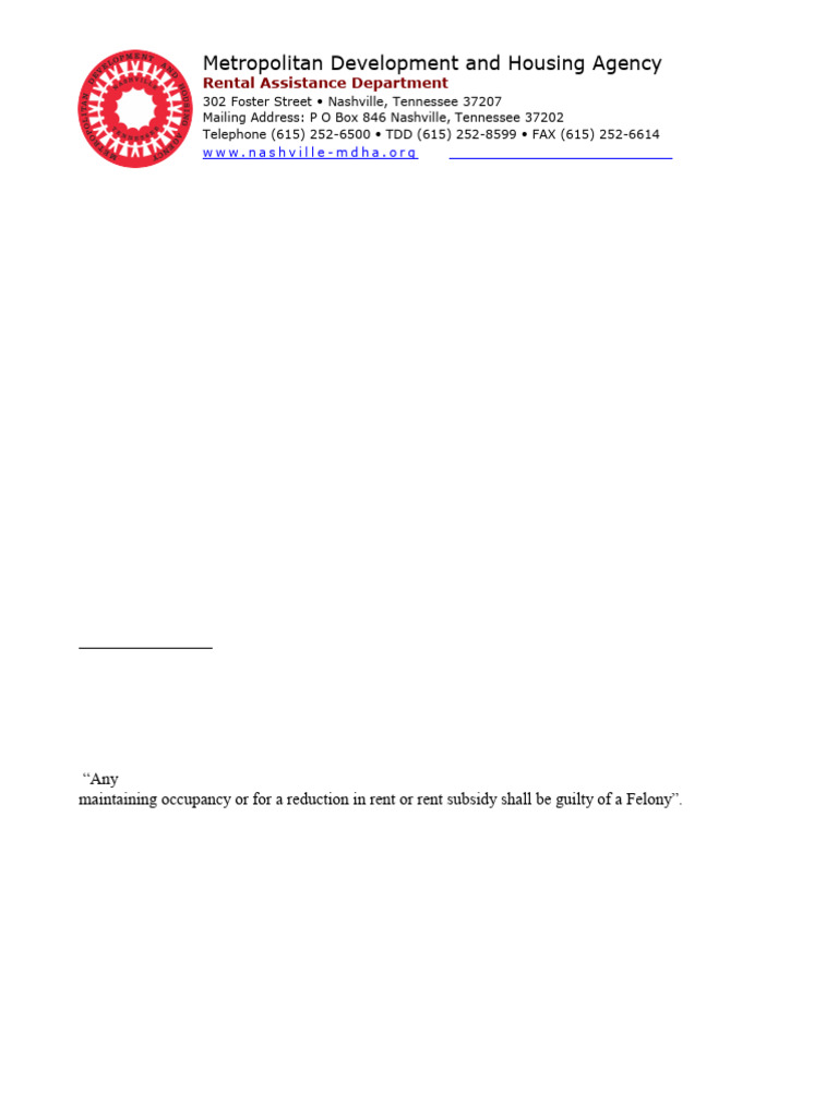 Zero Income Certification for Section 8 | PDF | Signature | Section 8 ...