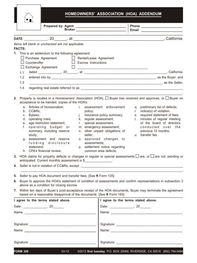 HOA Addendum for Real Estate Transactions | PDF | Private Law