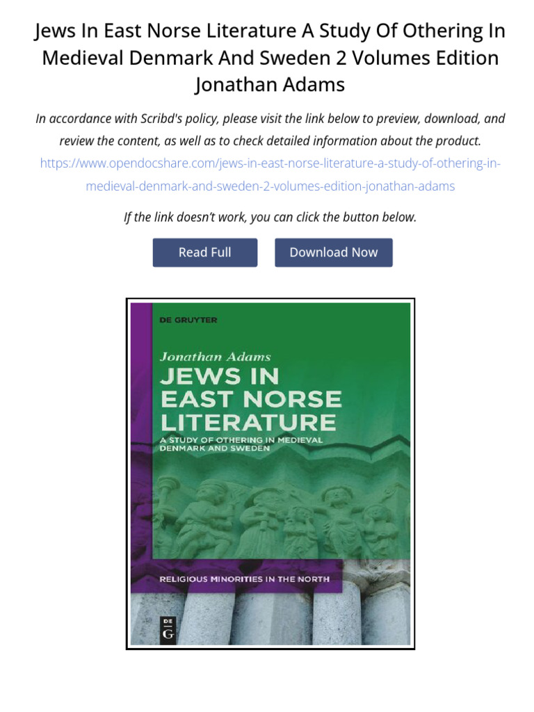 Jews in East Norse Literature A Study of Othering in Medieval Denmark ...