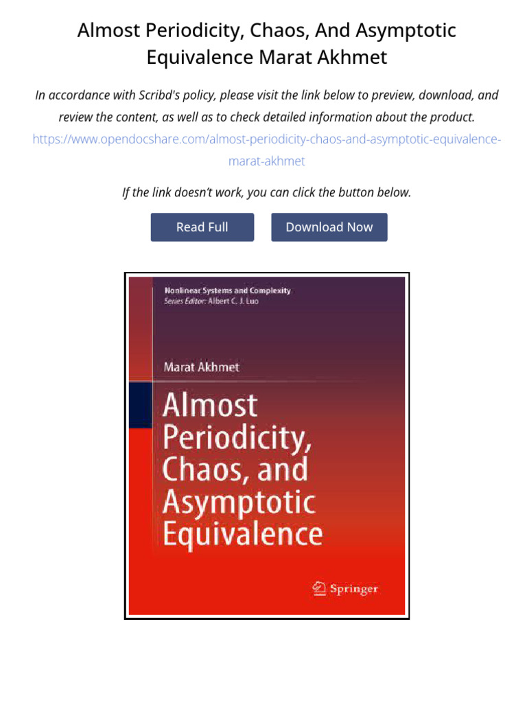 Almost Periodicity, Chaos, and Asymptotic Equivalence Marat Akhmet ...