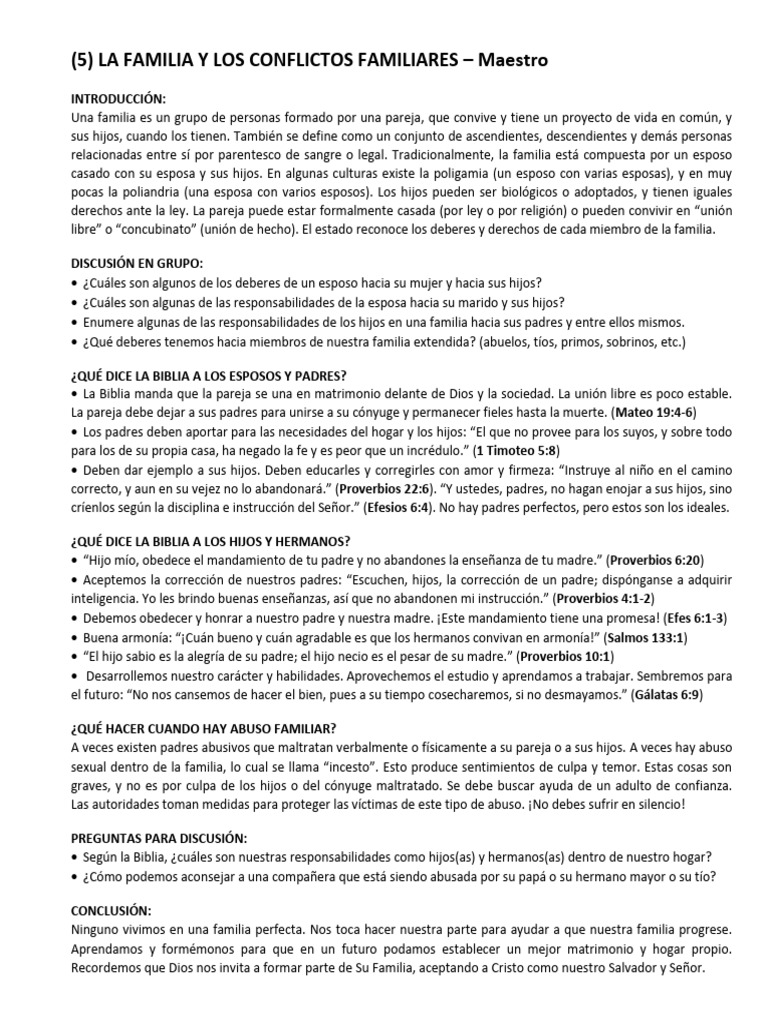 05 Familia y Conflictos Familiares | PDF | Familia | Matrimonio