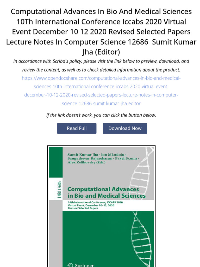 Computational Advances in Bio and Medical Sciences 10th International ...