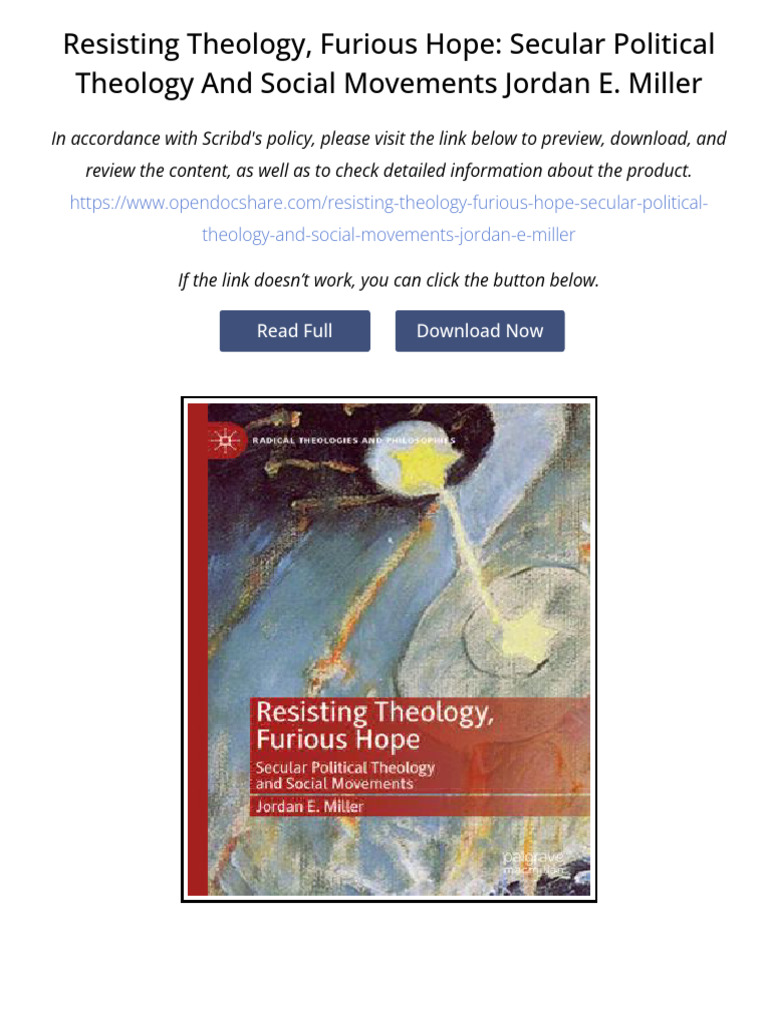 Resisting Theology, Furious Hope: Secular Political Theology and Social ...