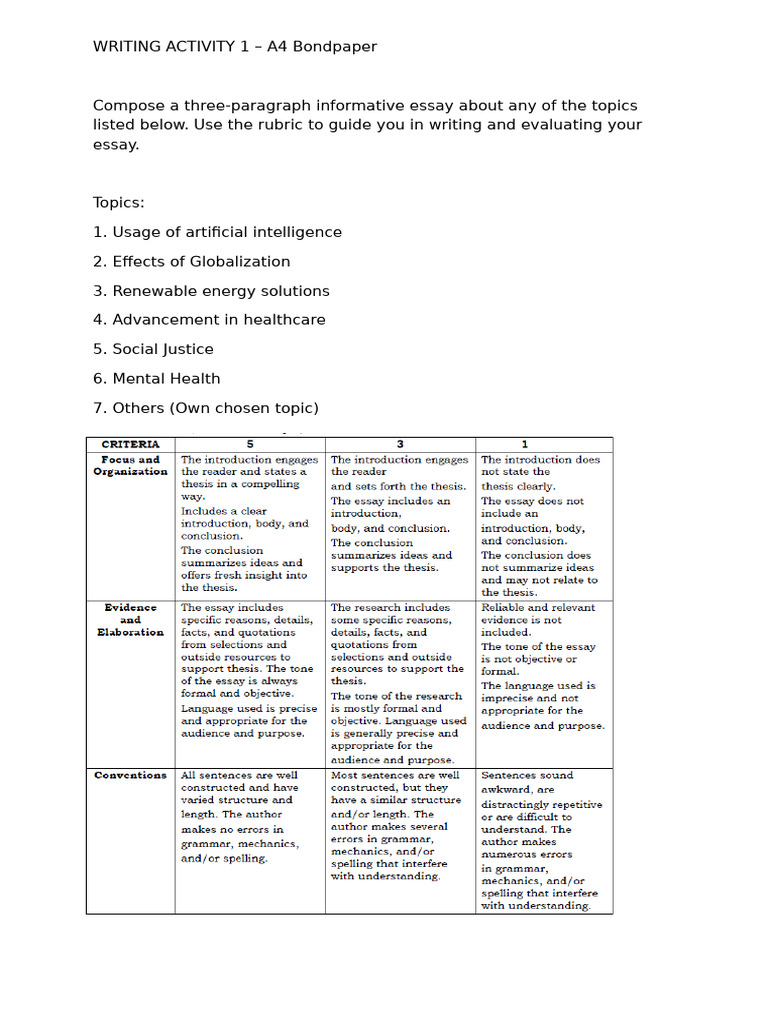 Informative Essay Writing Guide | PDF