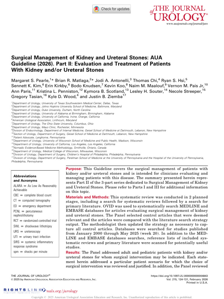 AUA 2026 Guidelines: Kidney Stone Surgery | PDF | Urinary Tract ...