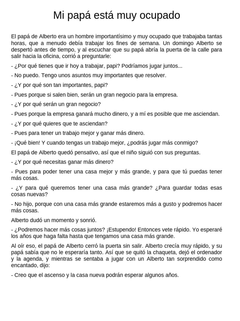 Mi Papá Está Muy Ocupado | PDF