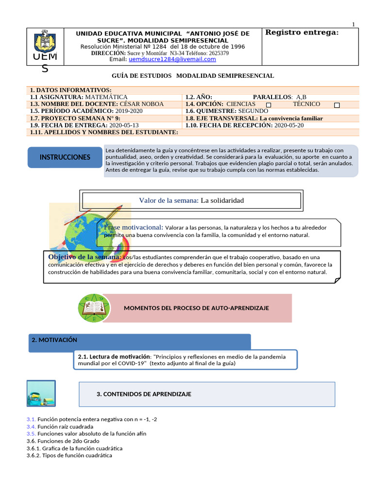 g5mate.1bgu a Cienc.técnico Plan Educativo Covid19 -[421] | PDF | Función (Matemáticas ...