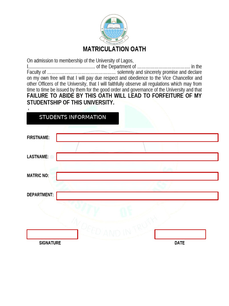 Matriculation Oath | PDF
