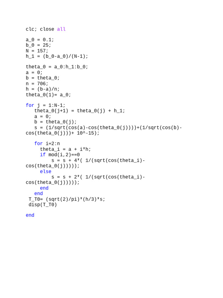 MATLAB Code for Numerical Integration | PDF
