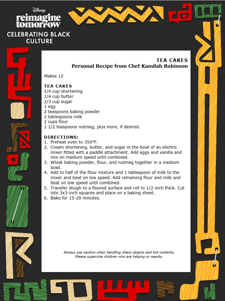 2023 02 Cultured Palette Chef Kamilah Robinson Tea Cakes Recipe | PDF