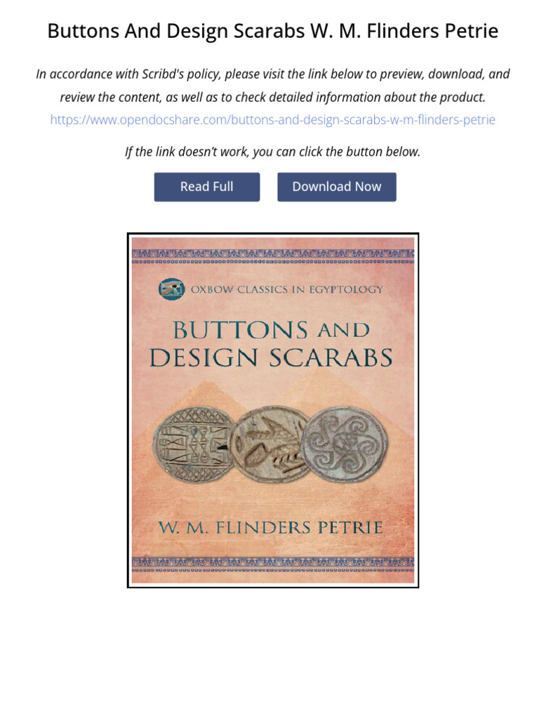 Buttons and Design Scarabs W. M. Flinders Petrie | PDF