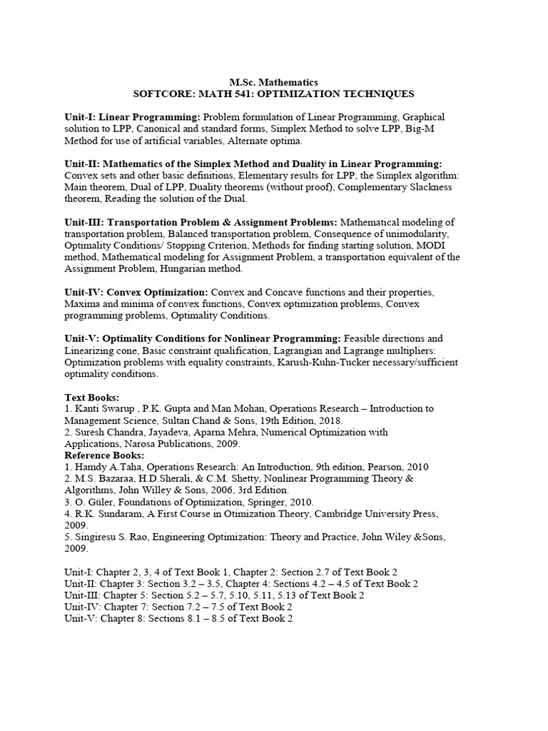 Optimization Techniques in Mathematics | PDF | Mathematical ...