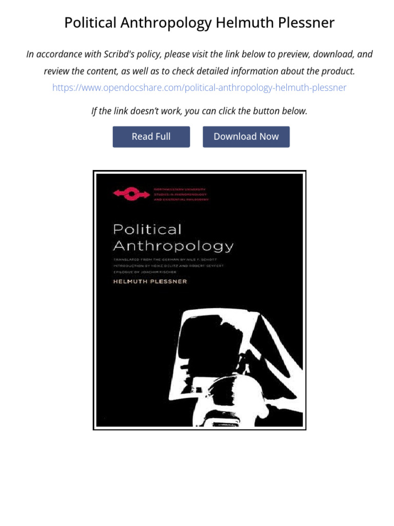 Political Anthropology Helmuth Plessner | PDF | Reality | Concept