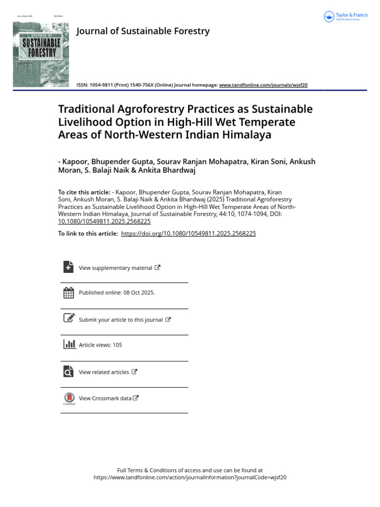 Traditional Agroforestry Practices as Sustainable Livelihood Option in ...