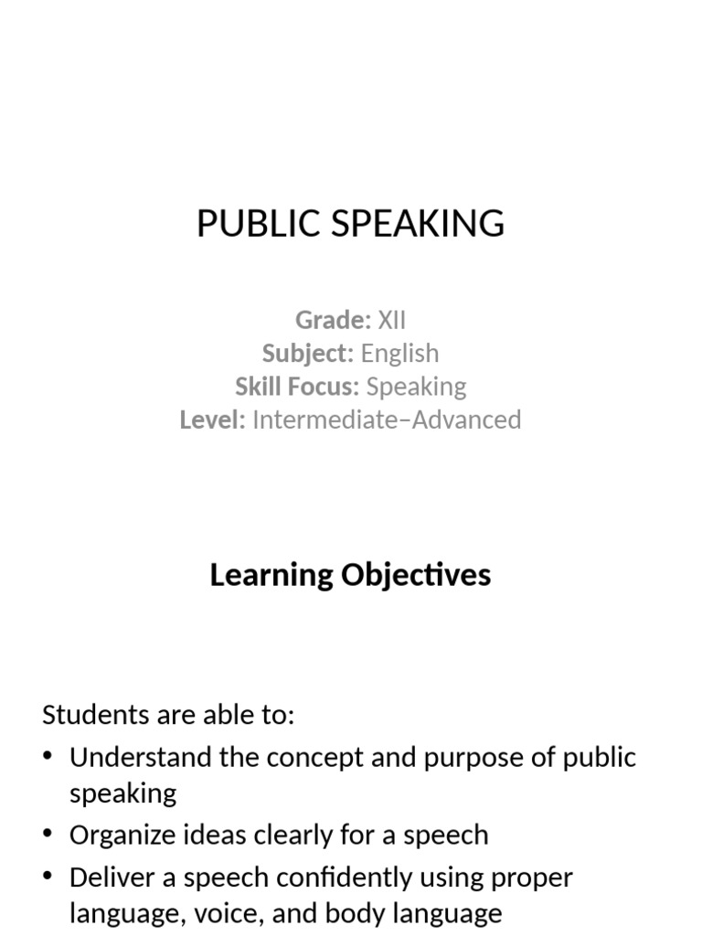 Public Speaking | PDF | Public Speaking | Body Language