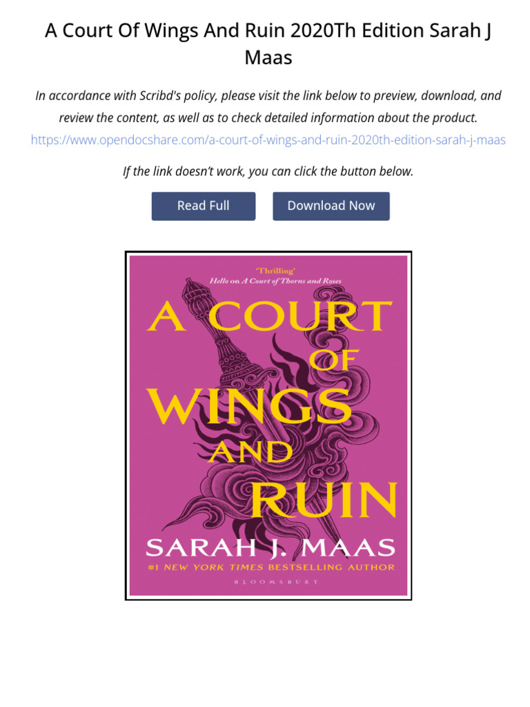 A Court of Wings and Ruin 2020th Edition Sarah J Maas | PDF