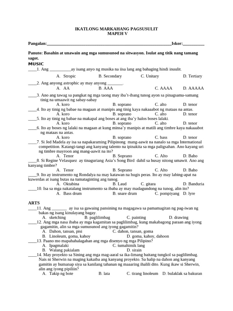 Third Periodical Test Grade 5 (7 Copies) | PDF