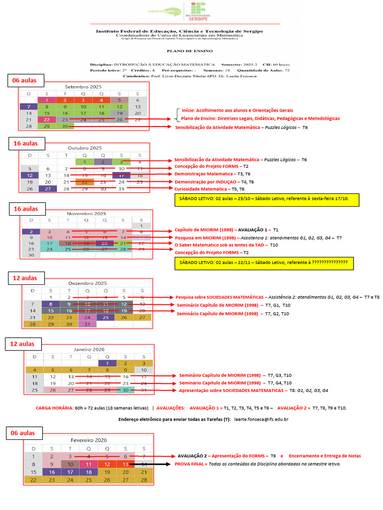 IEM_-_CALENDÁRIO_DAS_AULAS_2025-2-ff4e4ff2f76446499bf2aff99199287f | PDF | Matemática