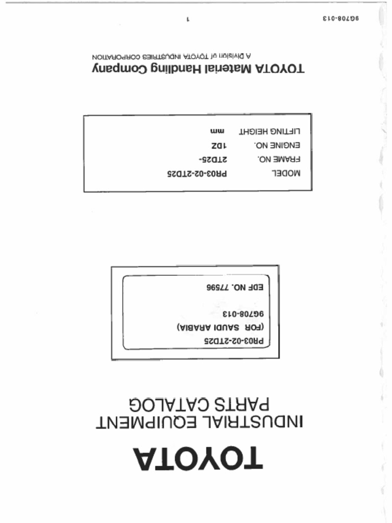 BAG. TRACTOR TOYOTA 2TD Parts Manual -1 | PDF