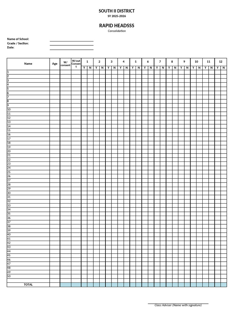 Consolidación de Datos HEADSSS 2025-2026 | PDF