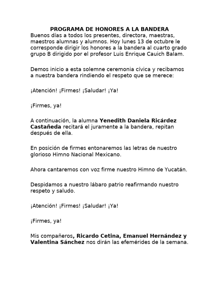 PROGRAMA DE HONORES A LA BANDERA 3B | PDF | Cristobal colon
