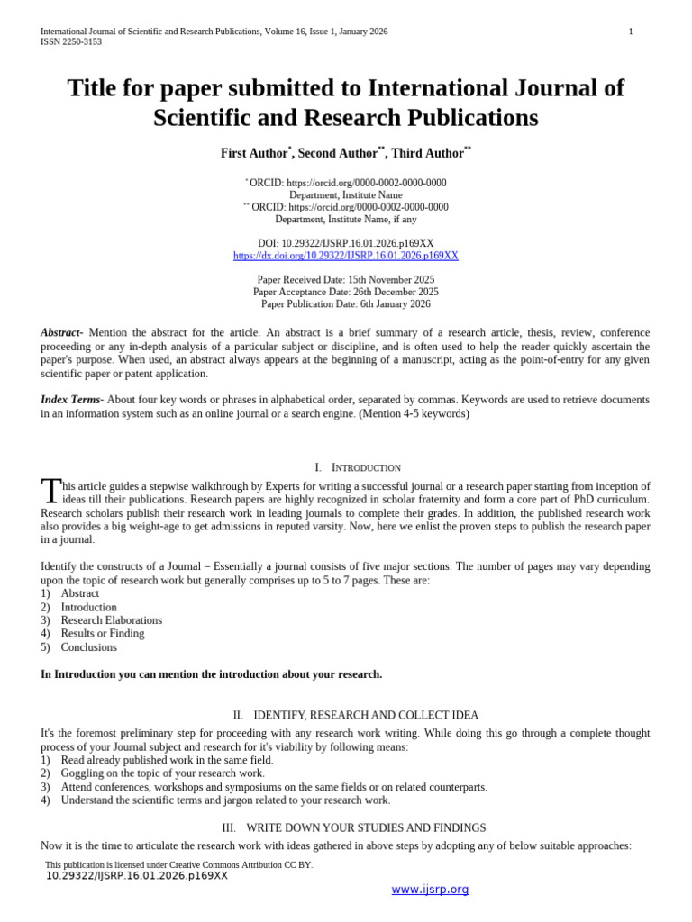 IJSRP Paper Submission Format Single Column | PDF | Abstract (Summary ...