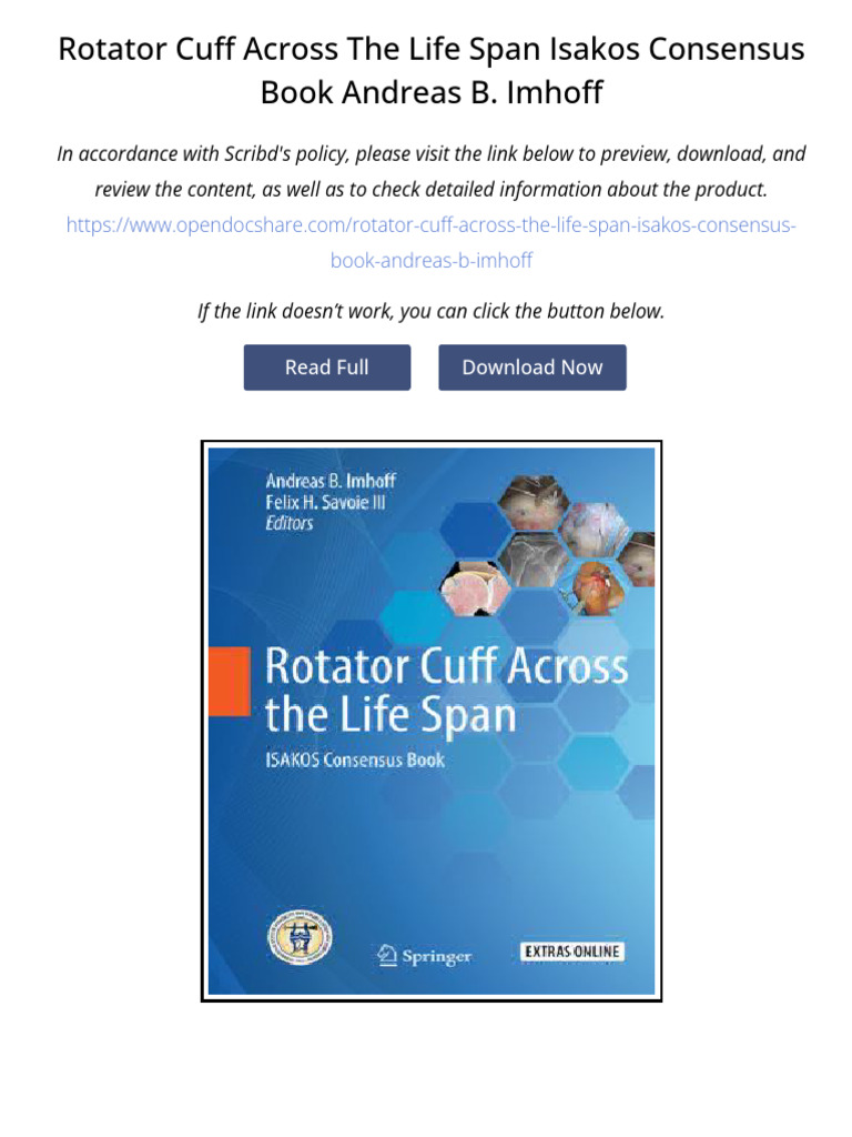 Rotator Cuff Across the Life Span ISAKOS Consensus Book Andreas B ...