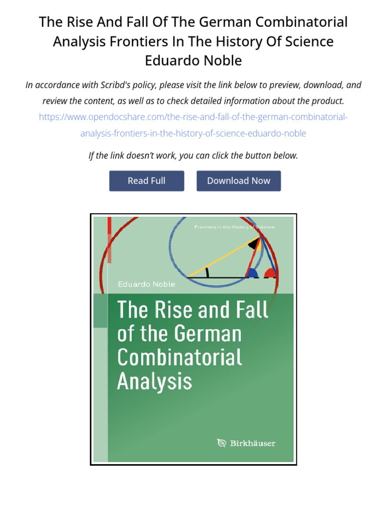 The Rise and Fall of the German Combinatorial Analysis Frontiers in the ...