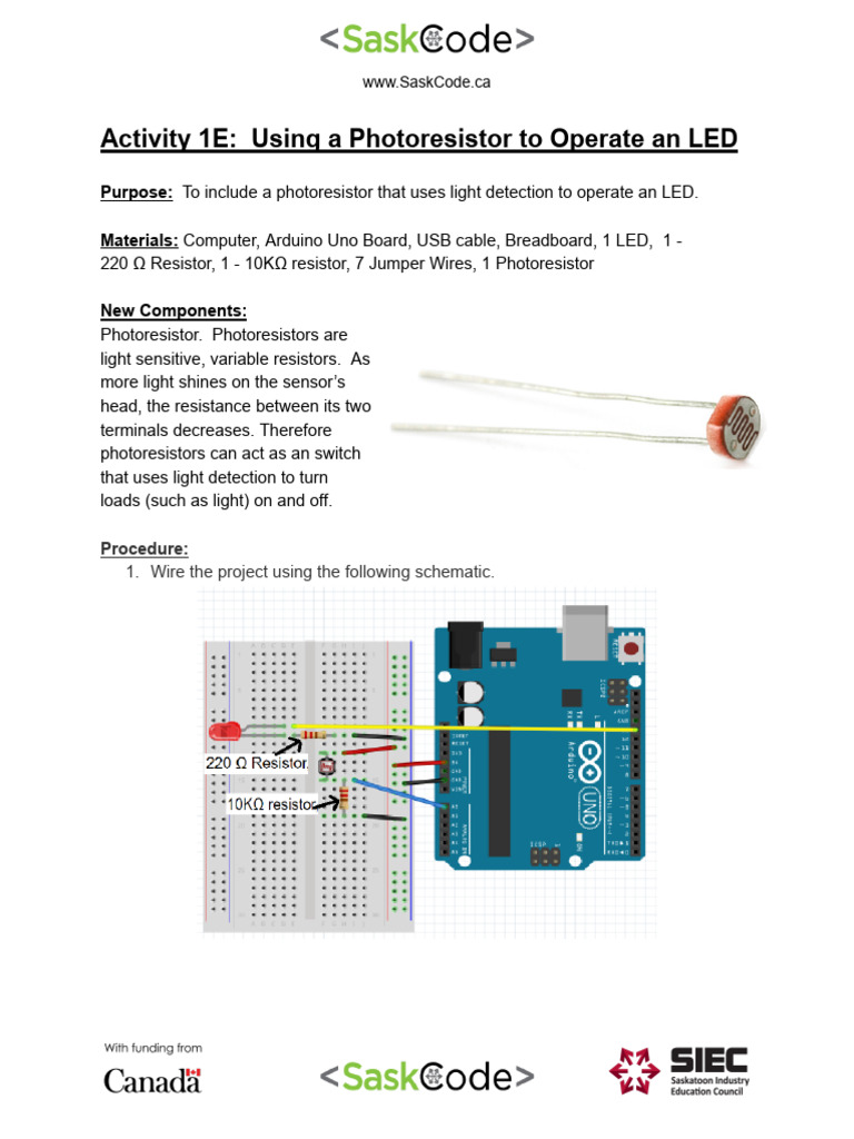 Photoresistor LED Control Guide | PDF | Arduino | Computing