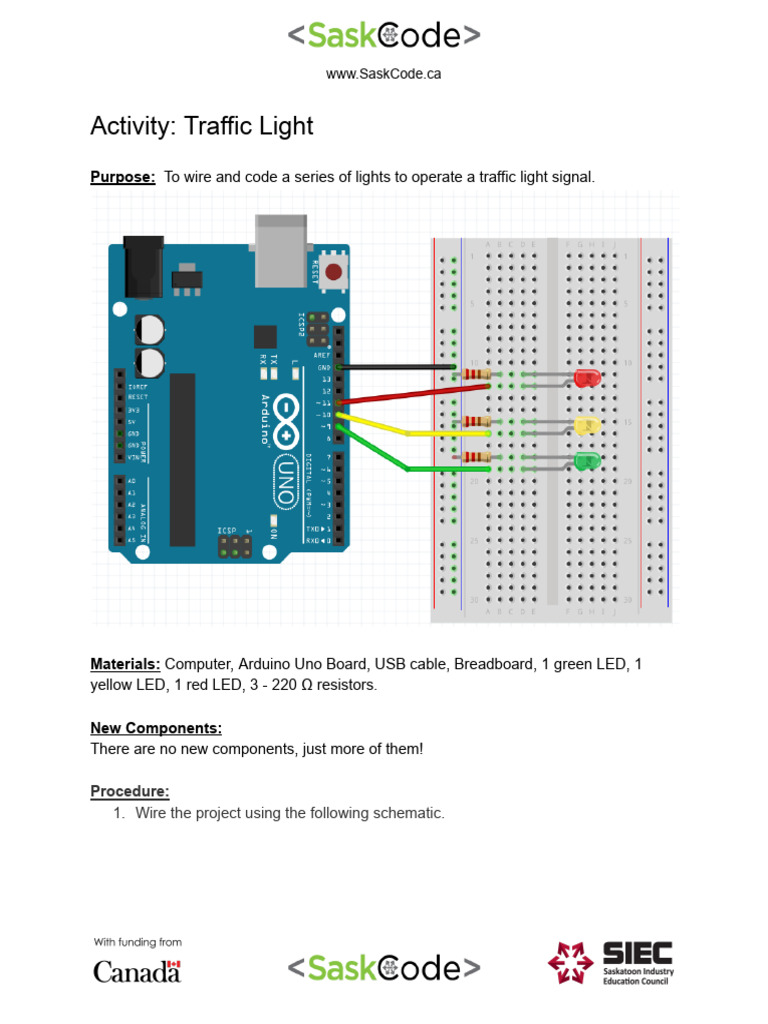 Student Activity 1D - Traffic Light | PDF | Arduino | Manufactured Goods