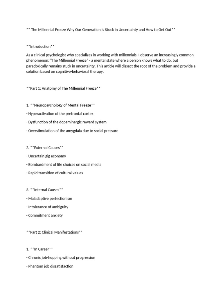 The Millennial Freeze Why Our Generation is Stuck in Uncertainty and ...