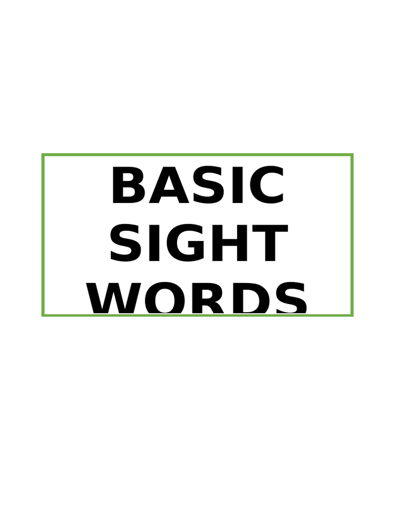 Basic Sight Words | PDF