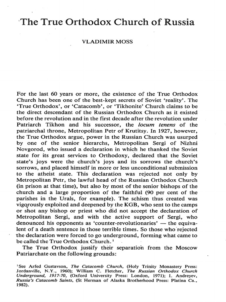 True Orthodox Church of Russia Explained | PDF | Russian Orthodox ...