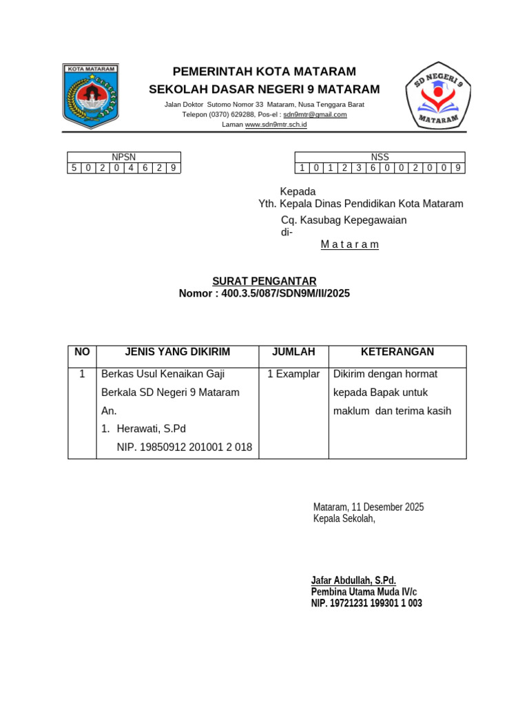 Surat Pengantar Berkala Herawati | PDF