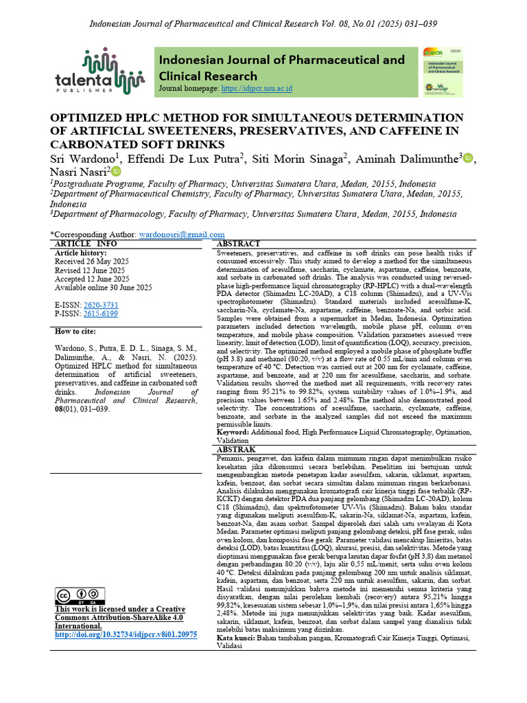 Optimized Hplc Method for Simultaneous Determinati | PDF | High ...