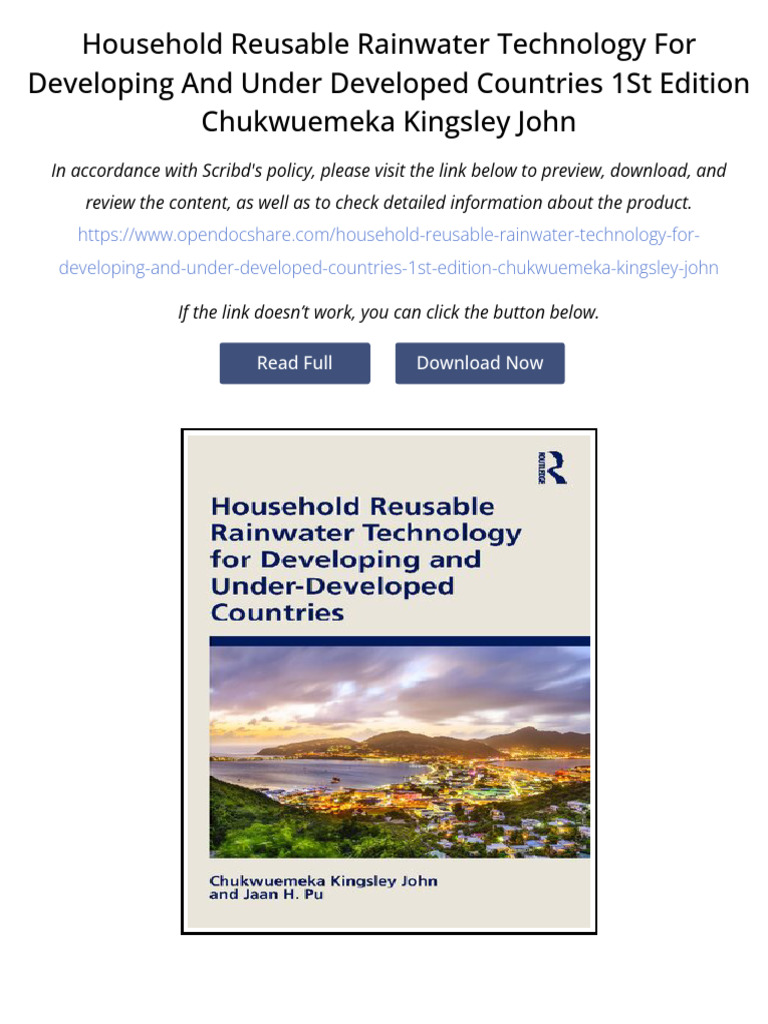 Household Reusable Rainwater Technology for Developing and Under ...