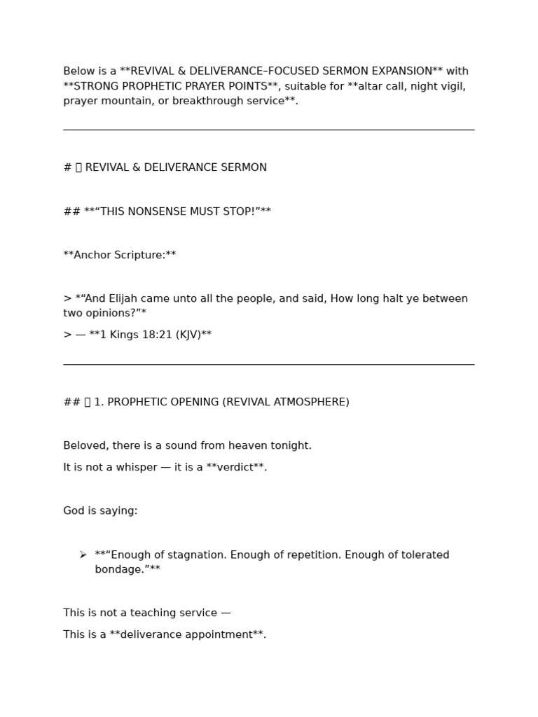 This Nonsense Must Stop Revival and Deliverance–Focused Sermon ...